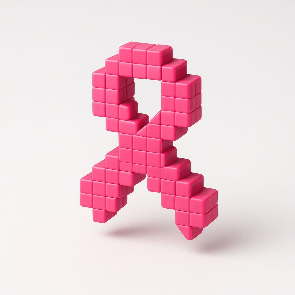 Pixelated pink ribbon illustration | Free Photo Illustration - rawpixel