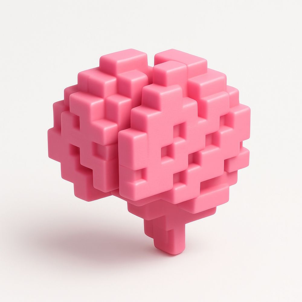 Pixelated pink brain illustration | Free Photo Illustration - rawpixel