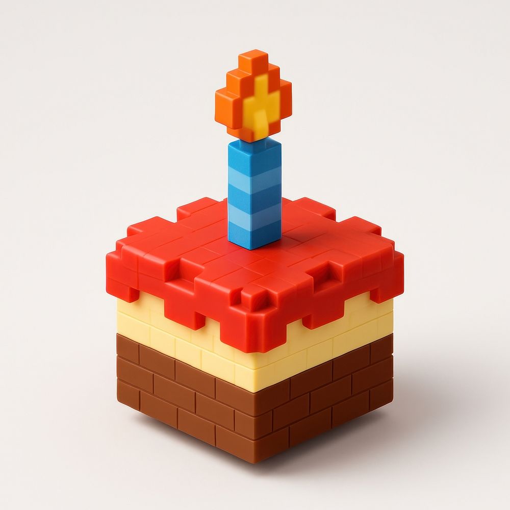 Pixelated cake with candle illustration. | Free Photo Illustration ...