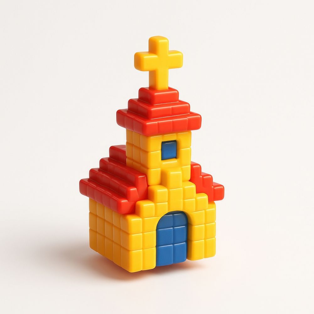 Colorful toy church illustration. | Free Photo Illustration - rawpixel