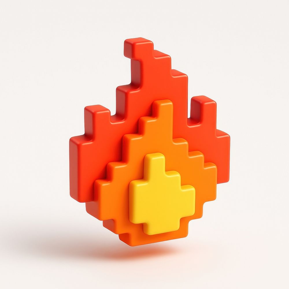 Pixelated fire icon illustration | Free Photo Illustration - rawpixel