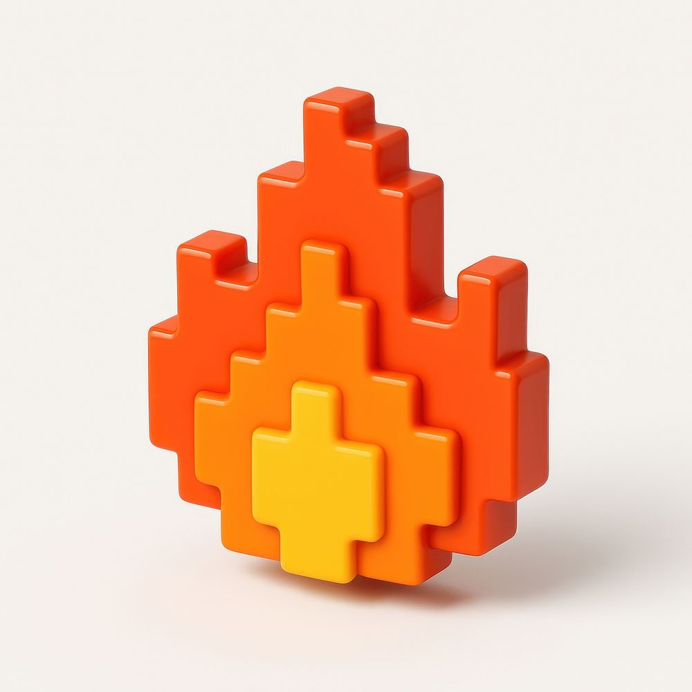 Pixelated fire icon illustration. | Free Photo Illustration - rawpixel