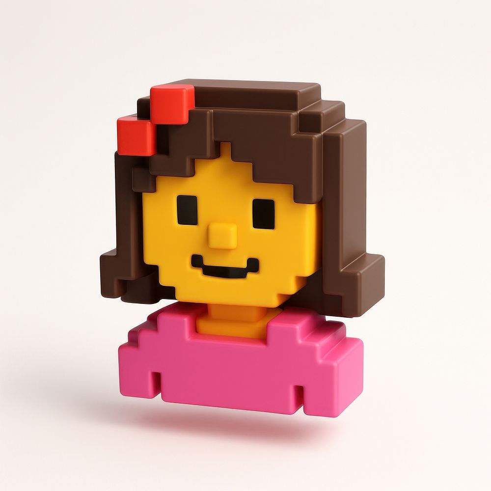 Pixelated toy girl figure | Free Photo Illustration - rawpixel