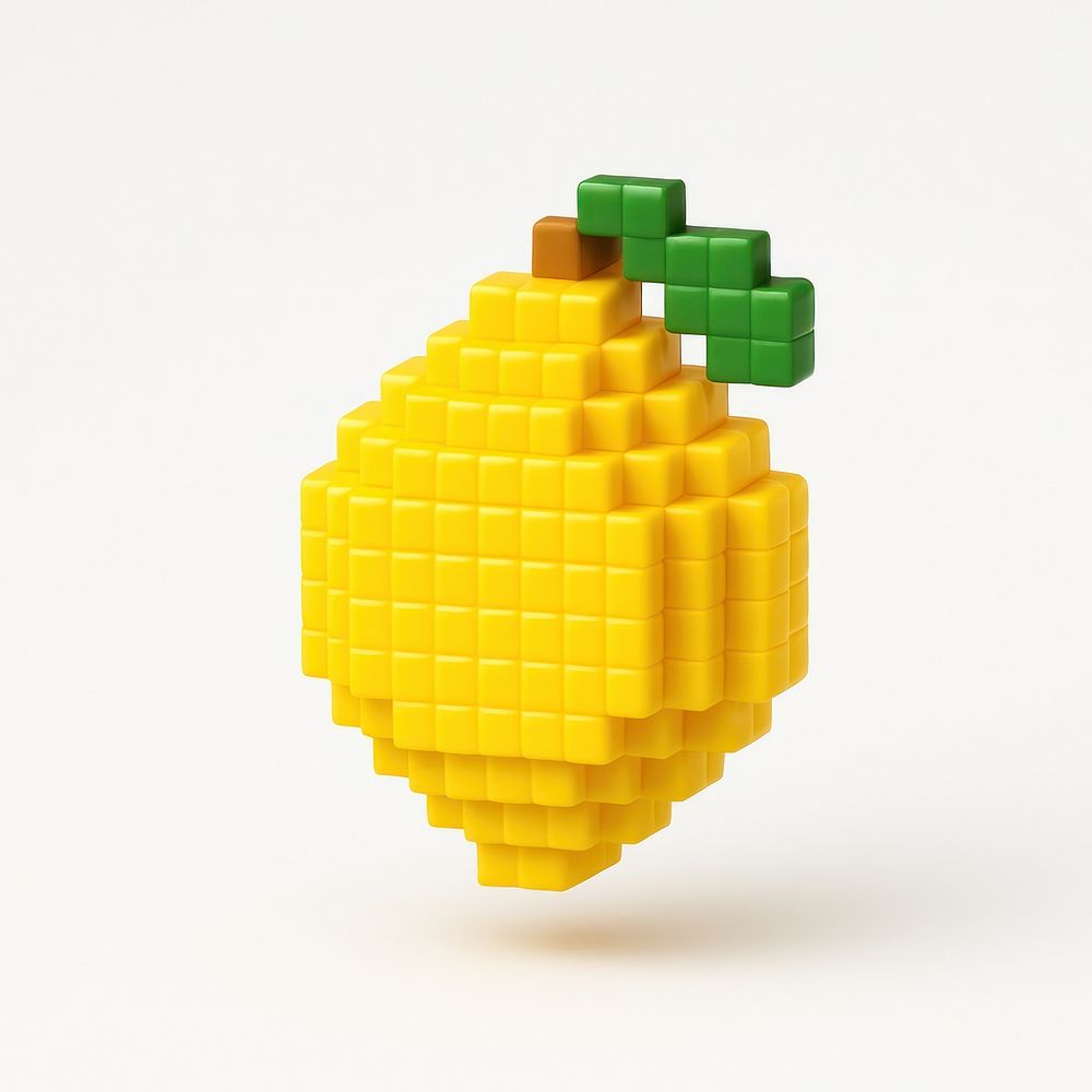 Pixelated lemon with green leaf | Free Photo Illustration - rawpixel