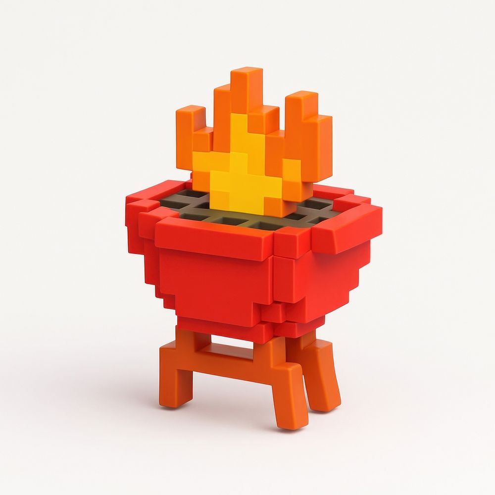 Pixelated barbecue grill illustration | Free Photo Illustration - rawpixel