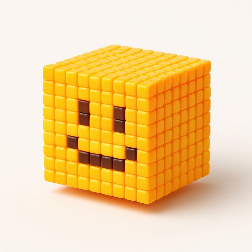 Playful pixelated cube smile. | Free Photo Illustration - rawpixel