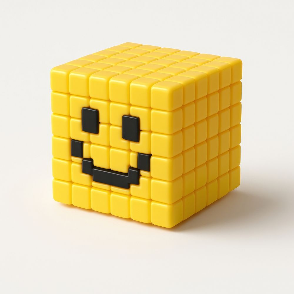 Smiling cube with pixelated face | Free Photo Illustration - rawpixel