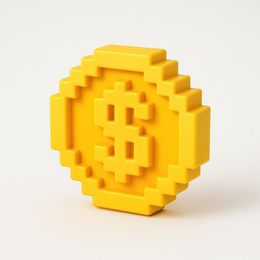 Pixelated yellow dollar coin | Free Photo Illustration - rawpixel