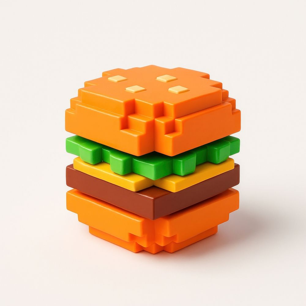 Pixelated burger toy illustration | Free Photo Illustration - rawpixel