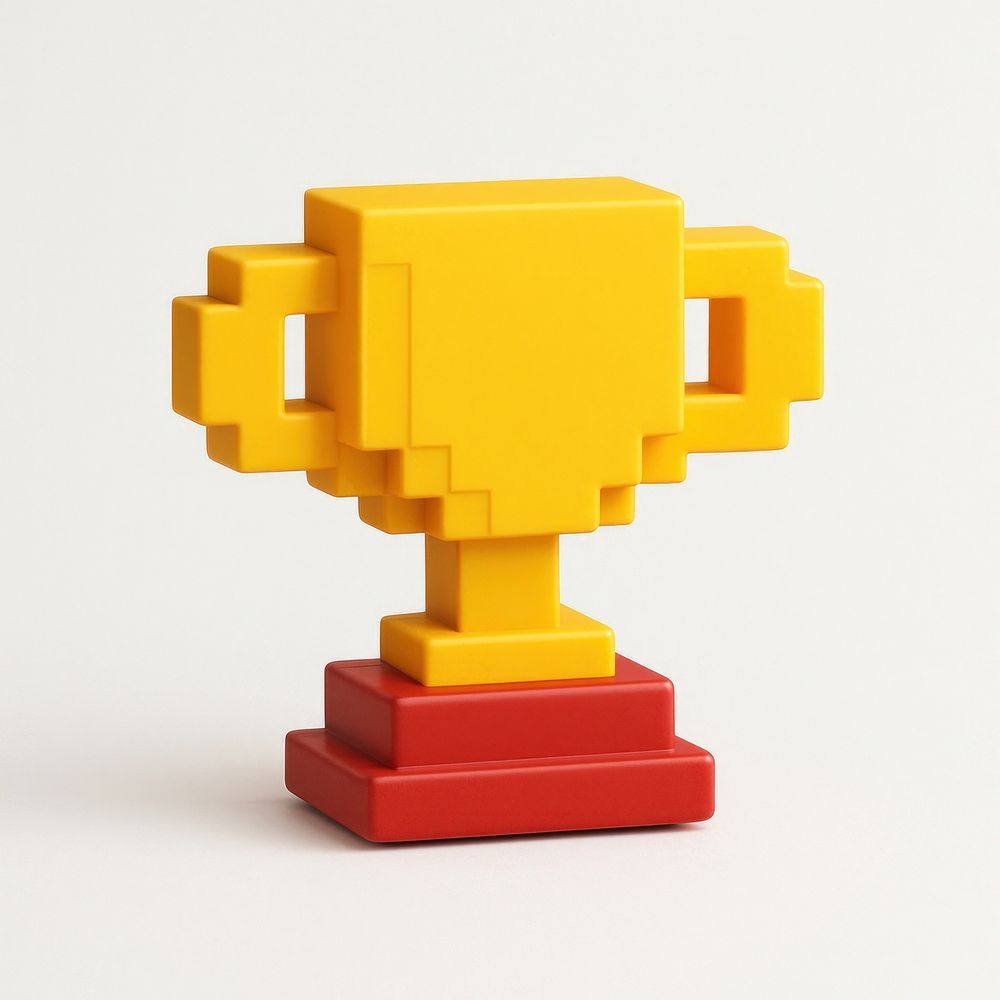 Pixelated trophy celebrates digital victory. | Free Photo Illustration ...