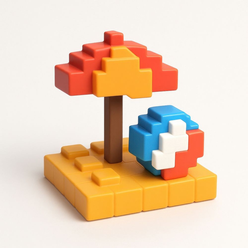 Pixelated beach scene toy | Free Photo Illustration - rawpixel