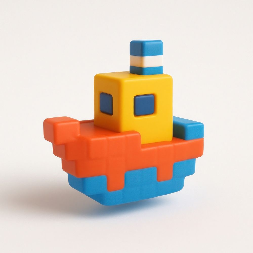 Colorful pixelated toy boat | Free Photo Illustration - rawpixel