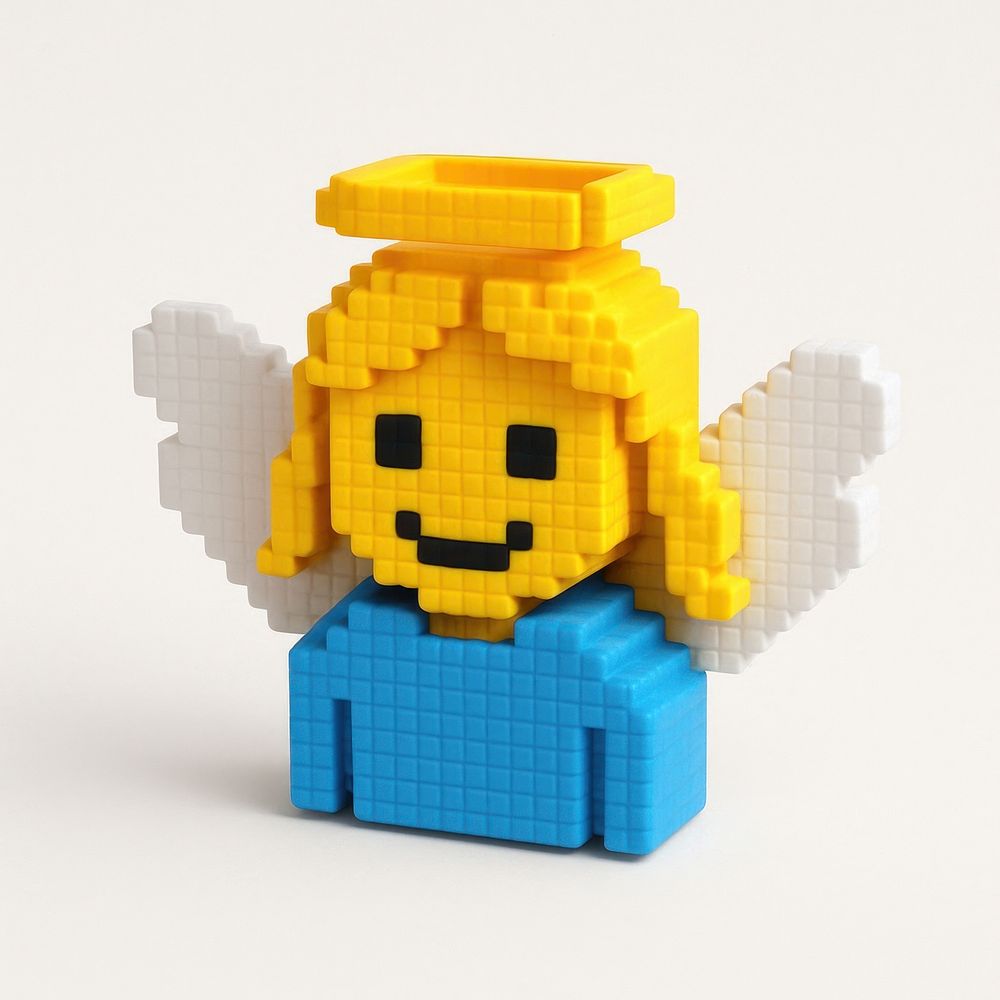 Pixelated angelic figure toy | Free Photo Illustration - rawpixel
