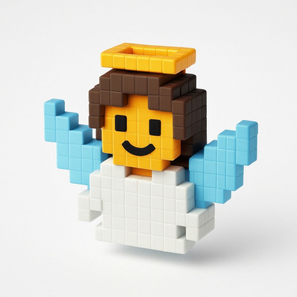 Pixelated angel with halo | Free Photo Illustration - rawpixel