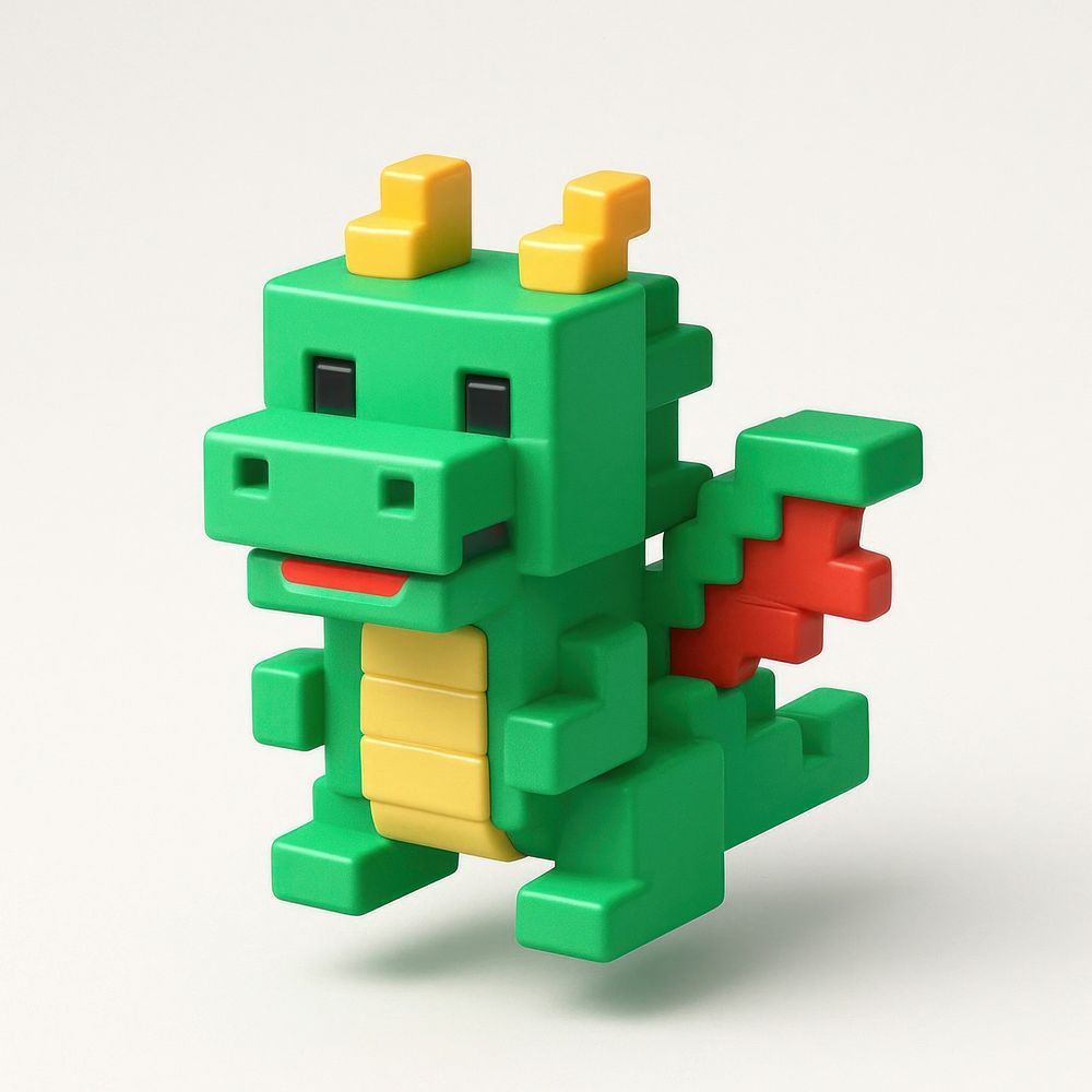 Colorful blocky dragon illustration. | Free Photo Illustration - rawpixel