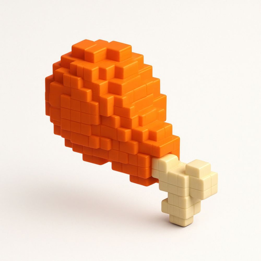 Pixelated chicken drumstick art | Free Photo Illustration - rawpixel
