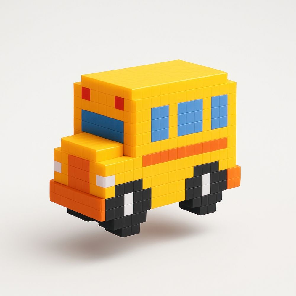 Pixelated yellow school bus illustration. | Free Photo Illustration ...