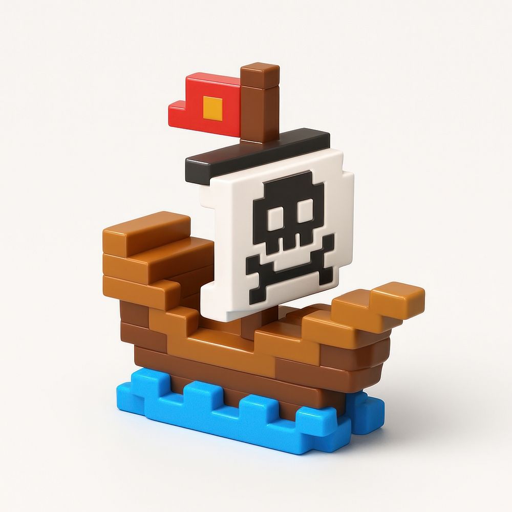 Pixelated pirate ship toy | Free Photo Illustration - rawpixel