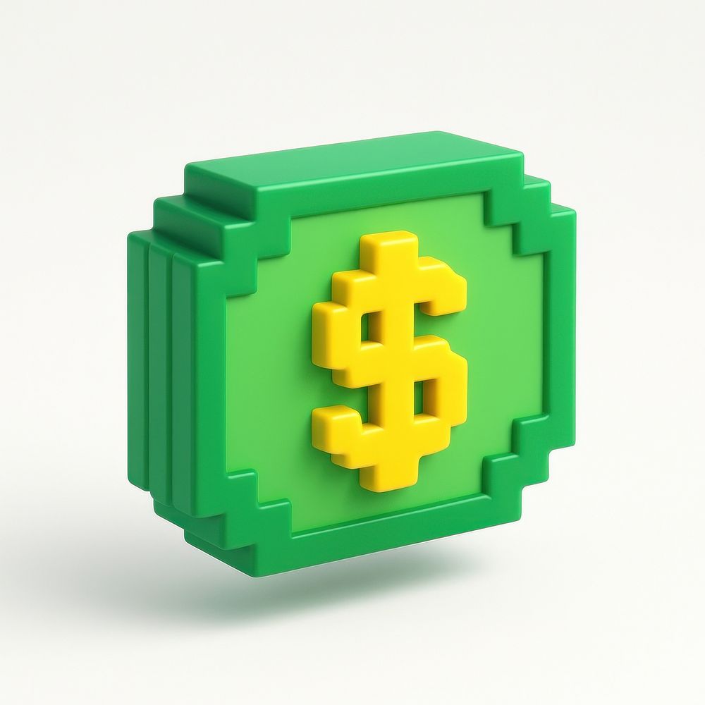 Pixelated 3D dollar sign illustration | Free Photo Illustration - rawpixel