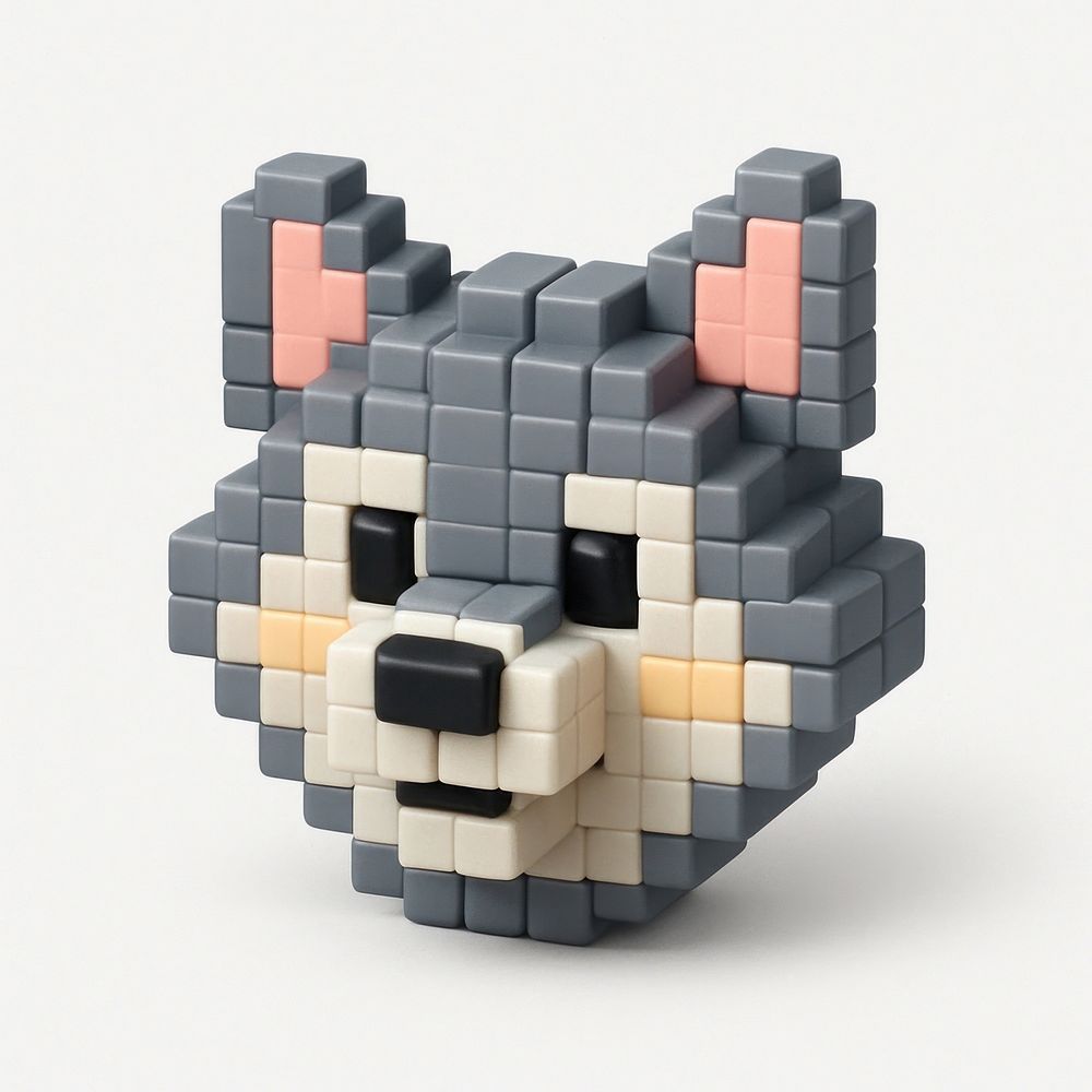 Pixelated wolf face illustration | Free Photo Illustration - rawpixel