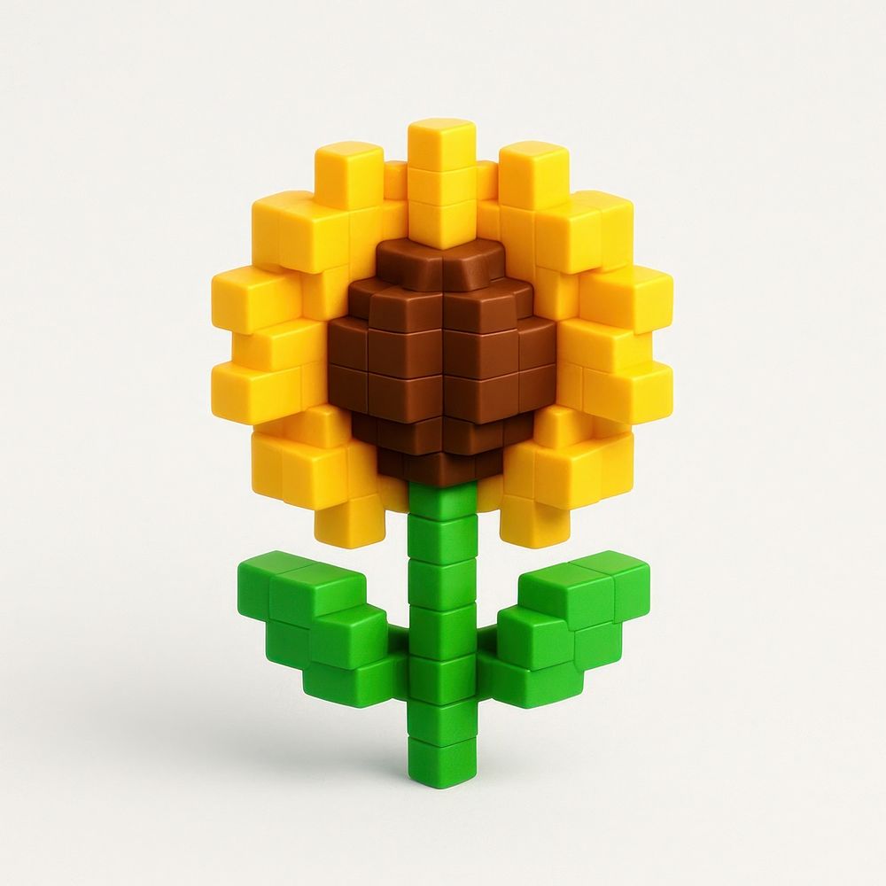 Pixelated sunflower toy art | Free Photo Illustration - rawpixel