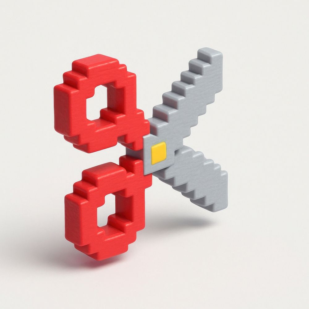 Pixelated scissors 3D art | Free Photo Illustration - rawpixel