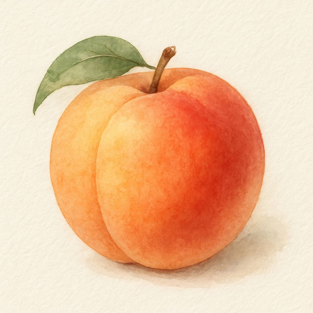 Watercolor peach fruit illustration. | Free Photo Illustration - rawpixel