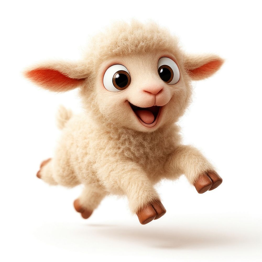 Joyful animated lamb leaping | Free Photo Illustration - rawpixel