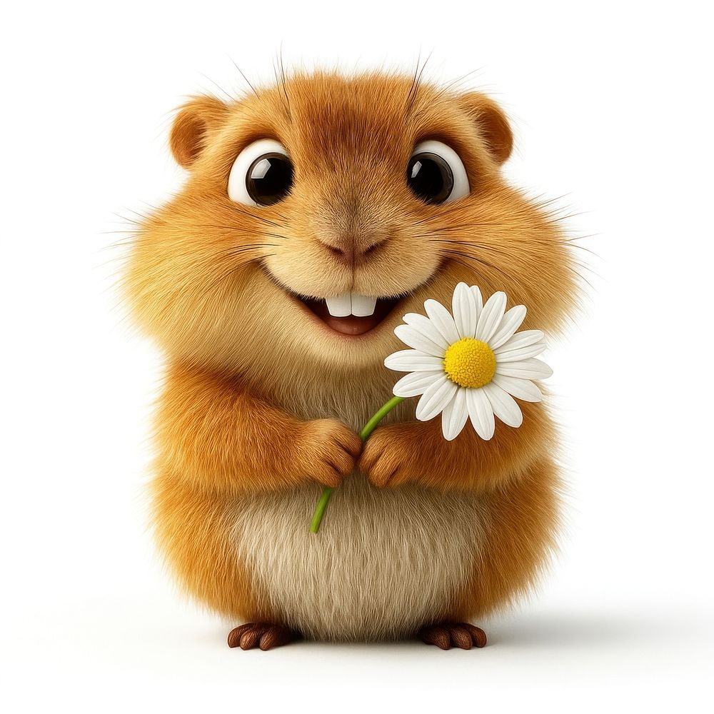 Cute hamster holding daisy flower. | Free Photo Illustration - rawpixel