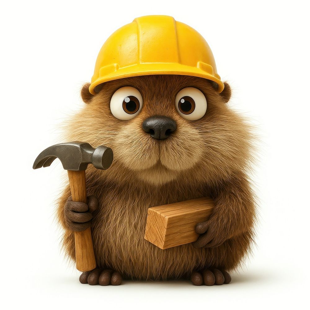 Cute beaver construction worker | Free Photo Illustration - rawpixel