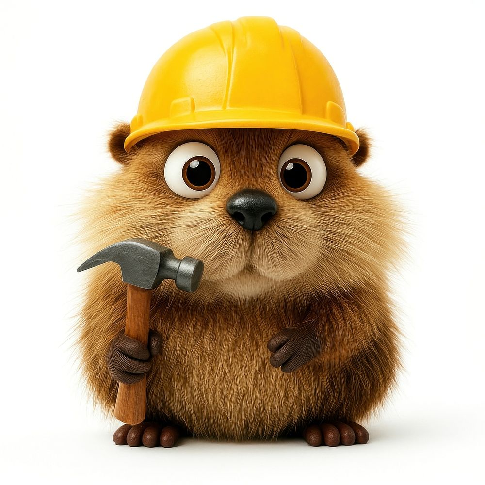 Cute beaver construction worker illustration | Free Photo Illustration - rawpixel