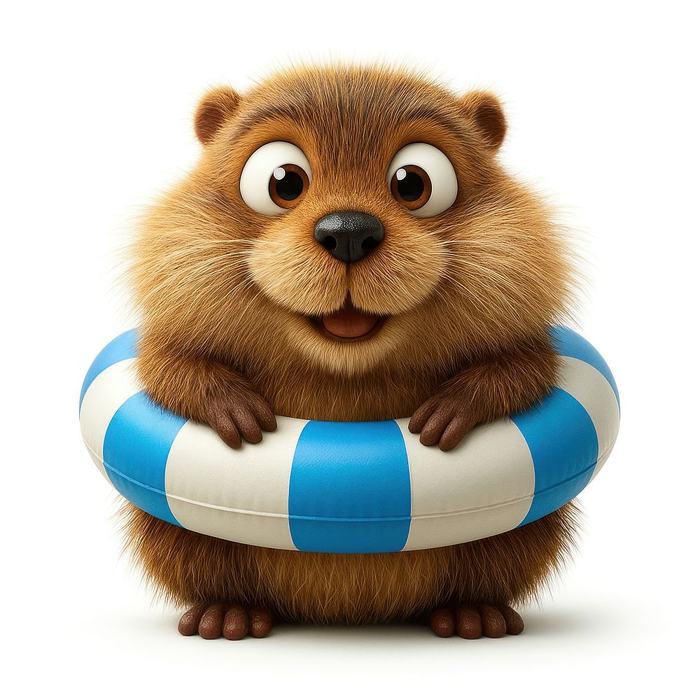 Cute beaver with float. | Free Photo Illustration - rawpixel