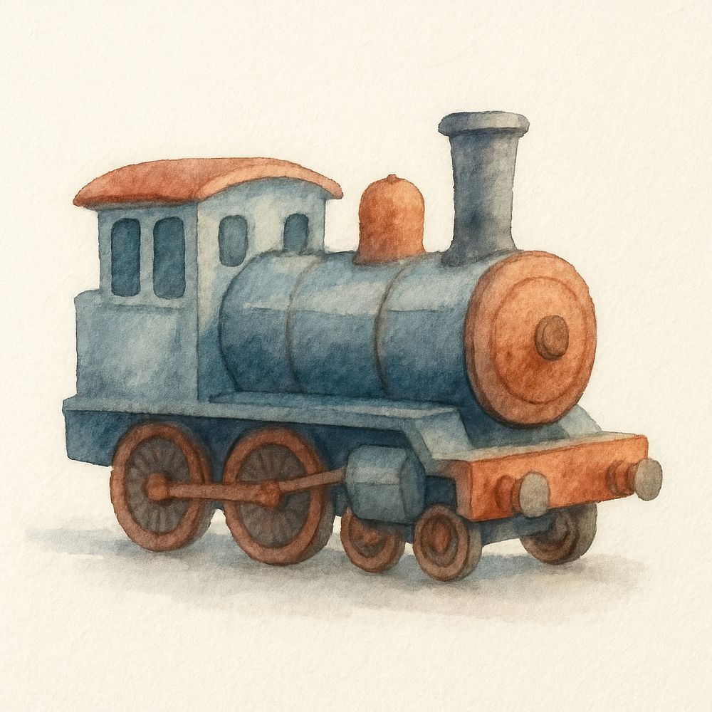 Vintage watercolor toy train illustration. | Free Photo Illustration ...