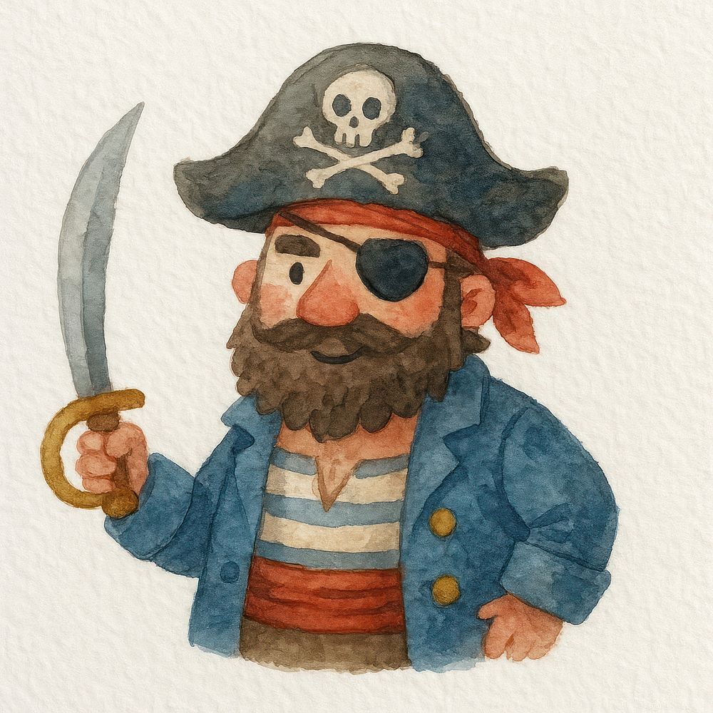 Whimsical pirate cartoon illustration. | Free Photo Illustration - rawpixel
