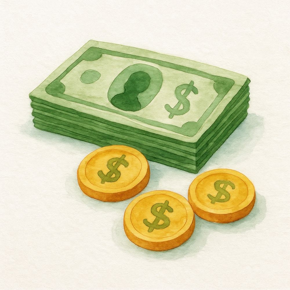Watercolor money stack illustration | Free Photo Illustration - rawpixel