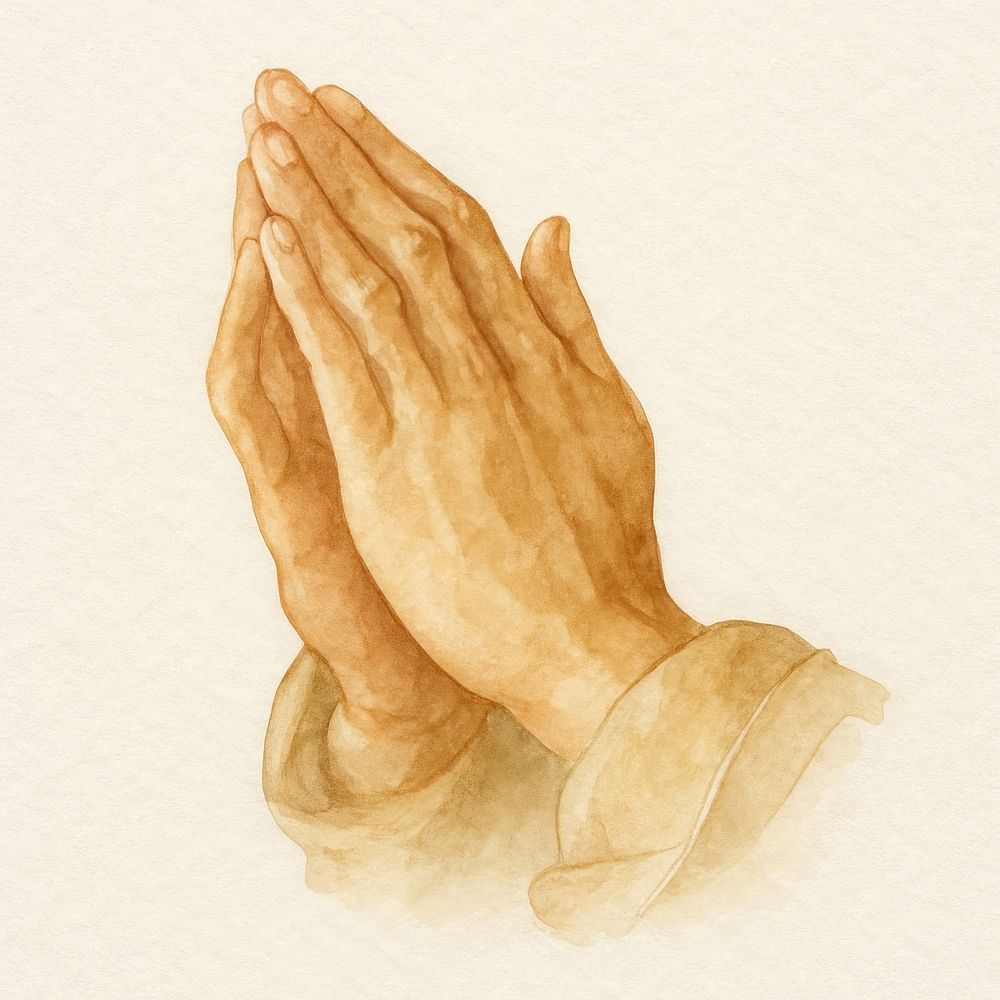 Praying hands watercolor illustration | Free Photo Illustration - rawpixel