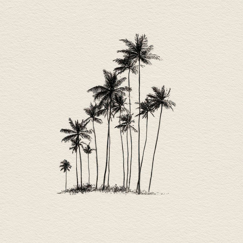 Palm trees drawing illustration sketch | Free Photo Illustration - rawpixel