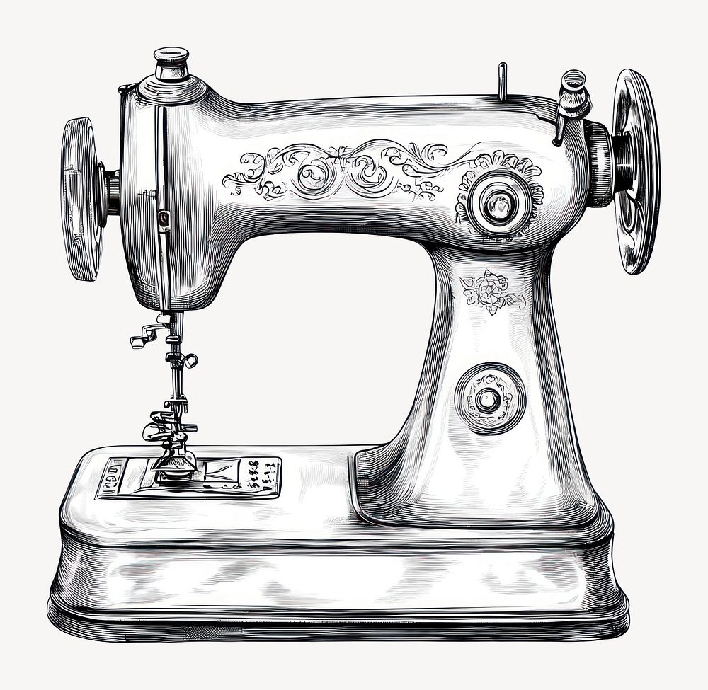 Vintage sewing machine illustration white | Free Vector - rawpixel