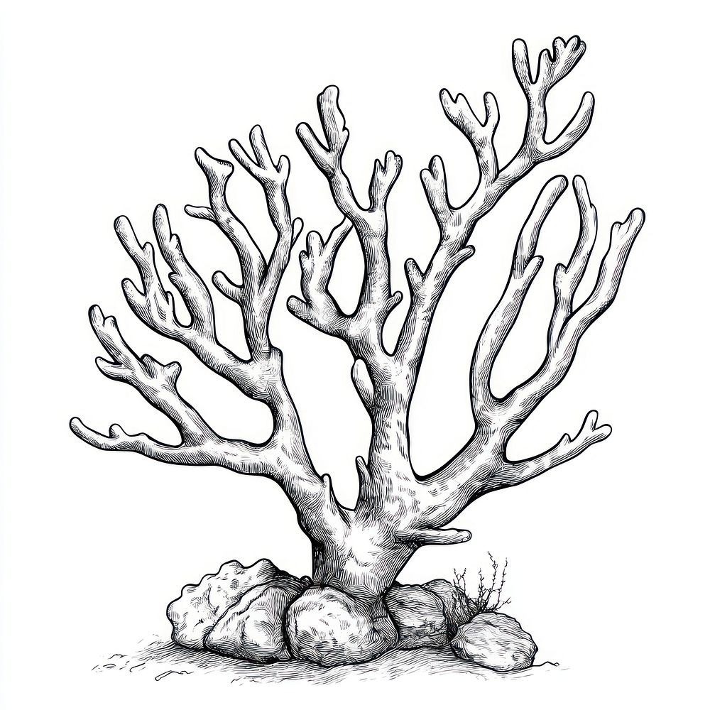 small coral drawing illustration sketch | Free Vector - rawpixel