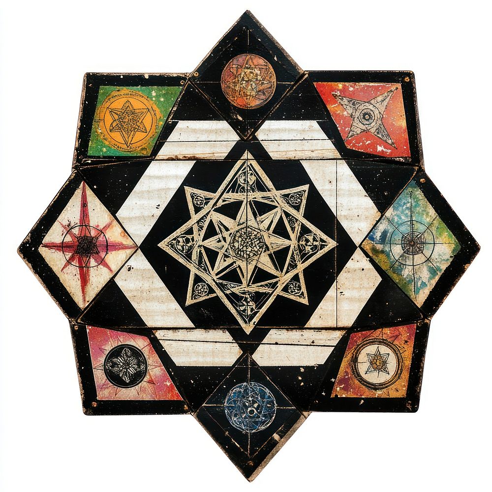 Paper collage Hexagram Symbols esoteric | Free Photo Illustration ...