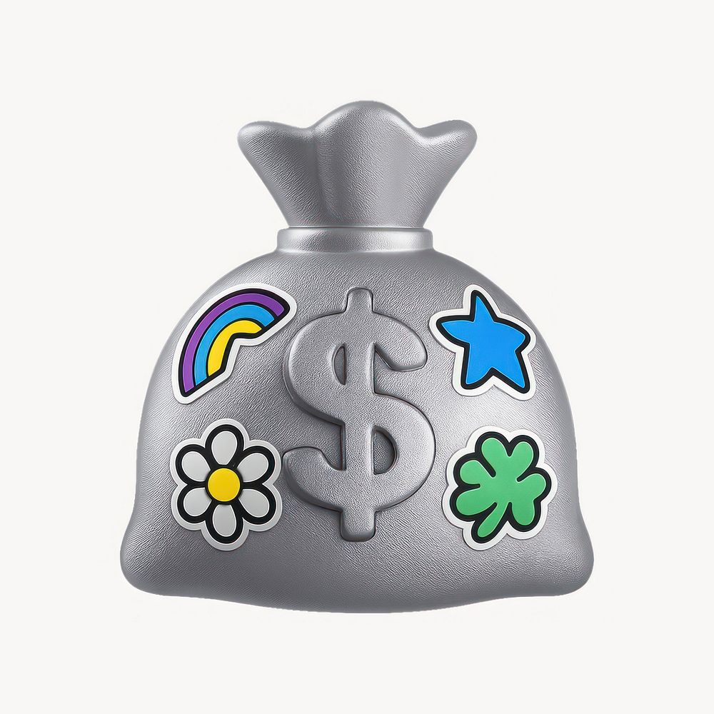 Colorful symbols on money bag | Free Photo Illustration - rawpixel