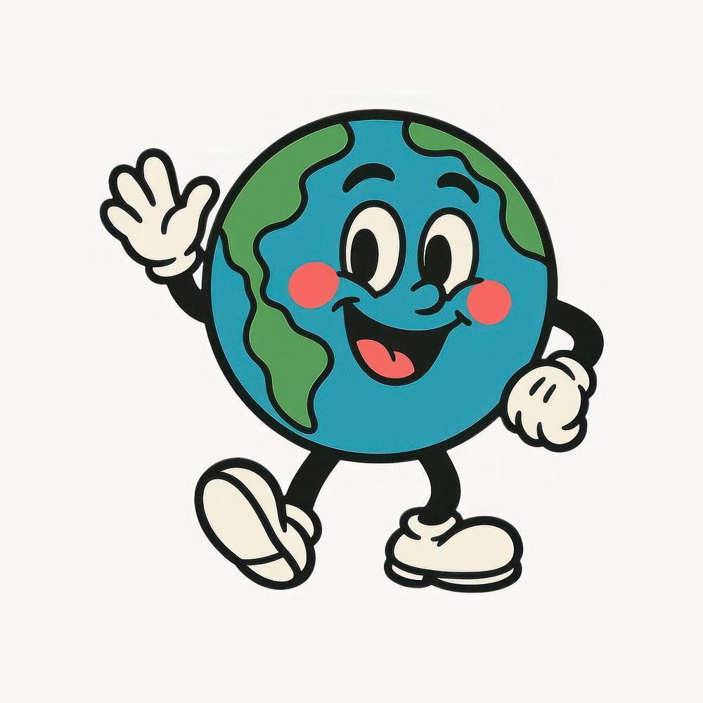 Smiling Earth cartoon character waving | Free Photo Illustration - rawpixel