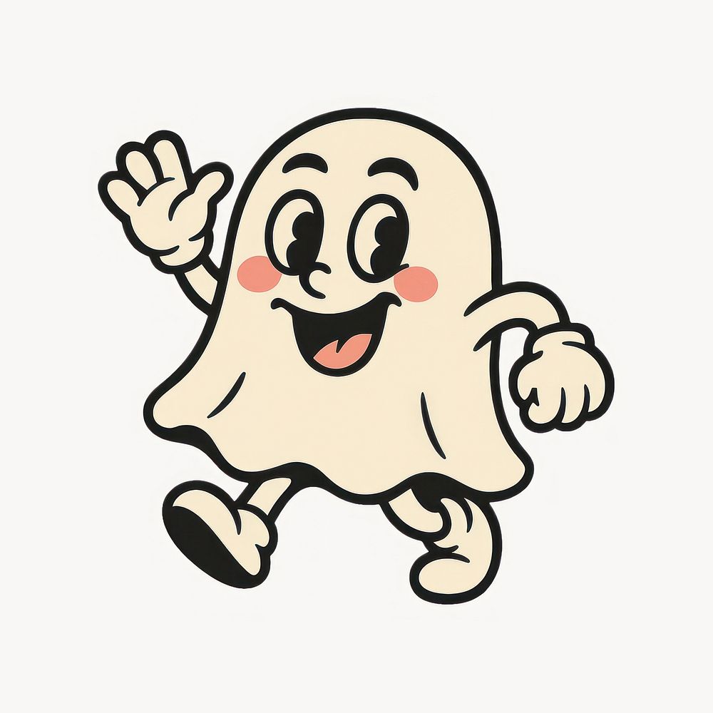 Cheerful cartoon ghost waving | Free Photo Illustration - rawpixel