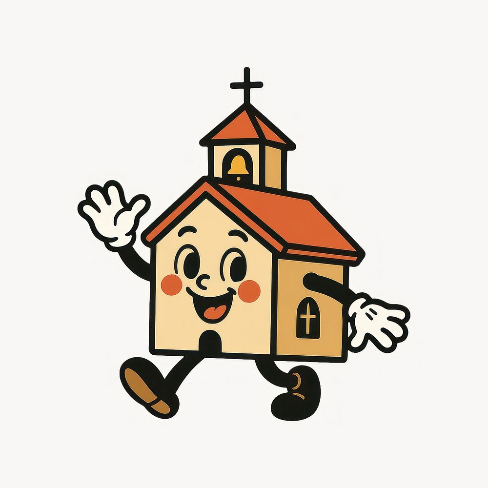 Playful animated church character | Free Photo Illustration - rawpixel