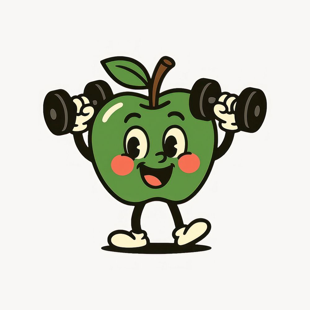 Happy apple lifting weights | Free Photo Illustration - rawpixel