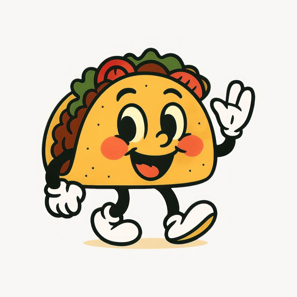 Cartoon taco character waving | Free Photo Illustration - rawpixel