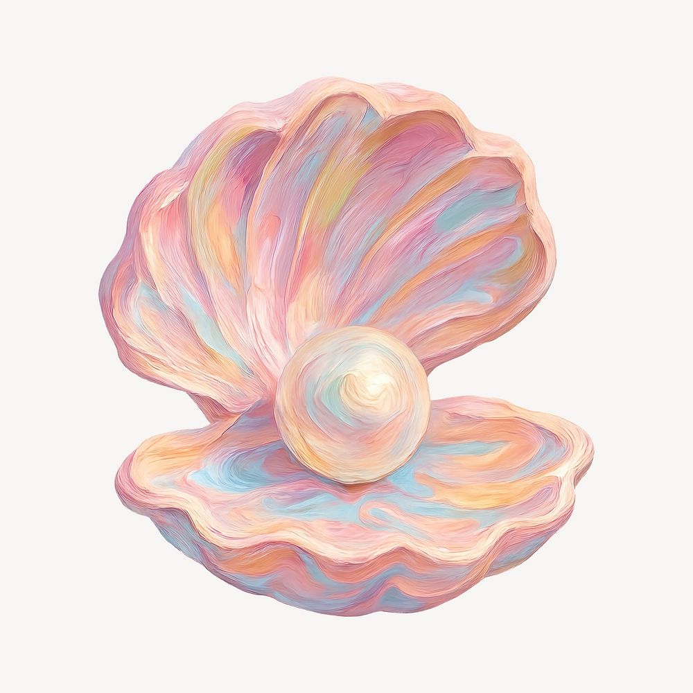 Colorful pearl in shell illustration | Free Photo Illustration - rawpixel