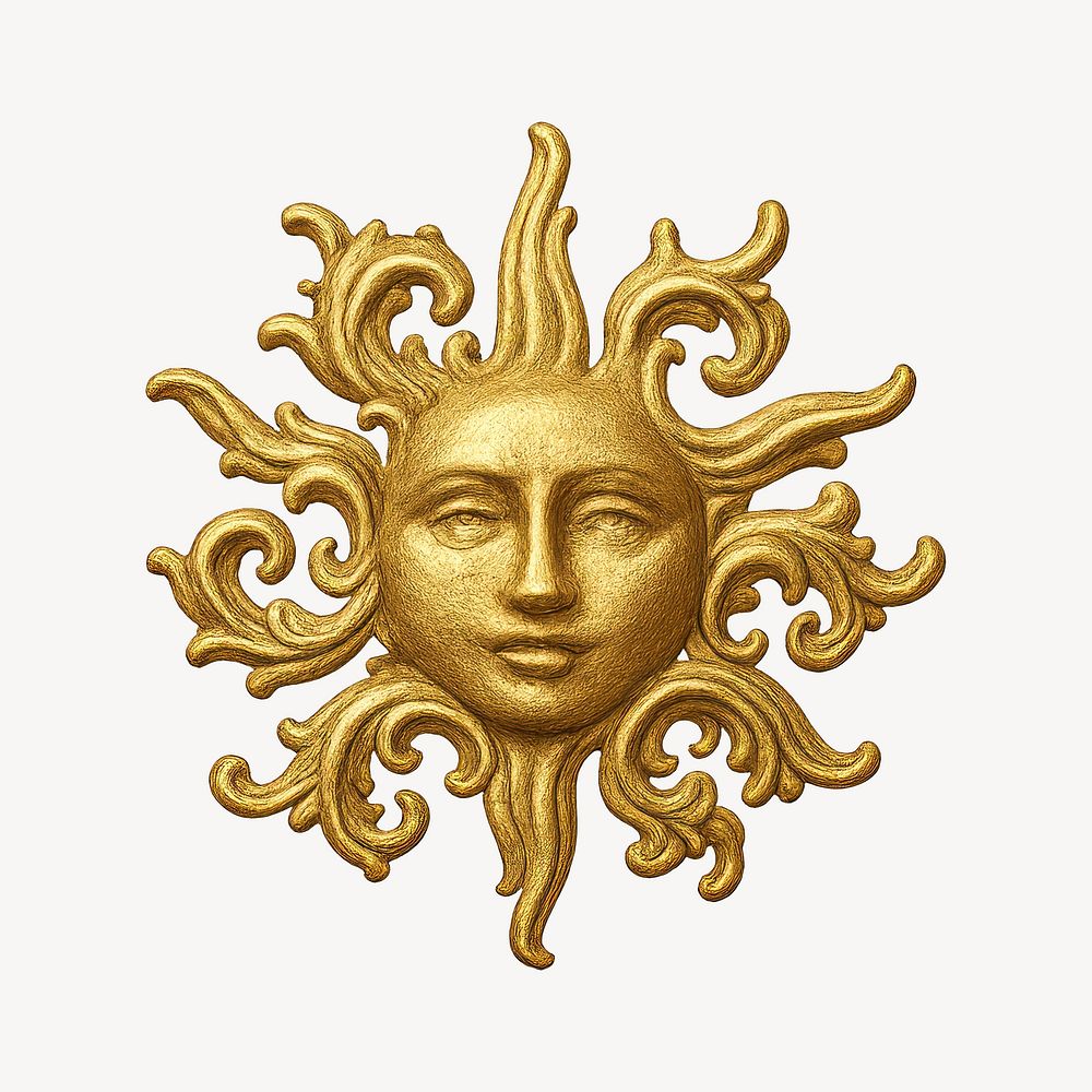 Golden ornate sun face | Free Photo Illustration - rawpixel