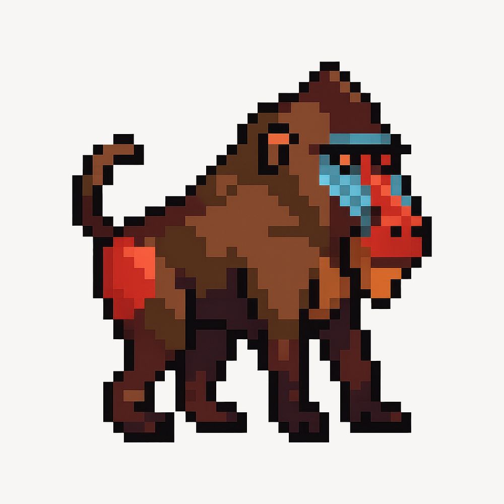 Pixelated baboon illustration art | Free Photo Illustration - rawpixel