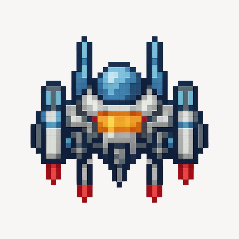 Retro pixel spaceship illustration | Free Photo Illustration - rawpixel